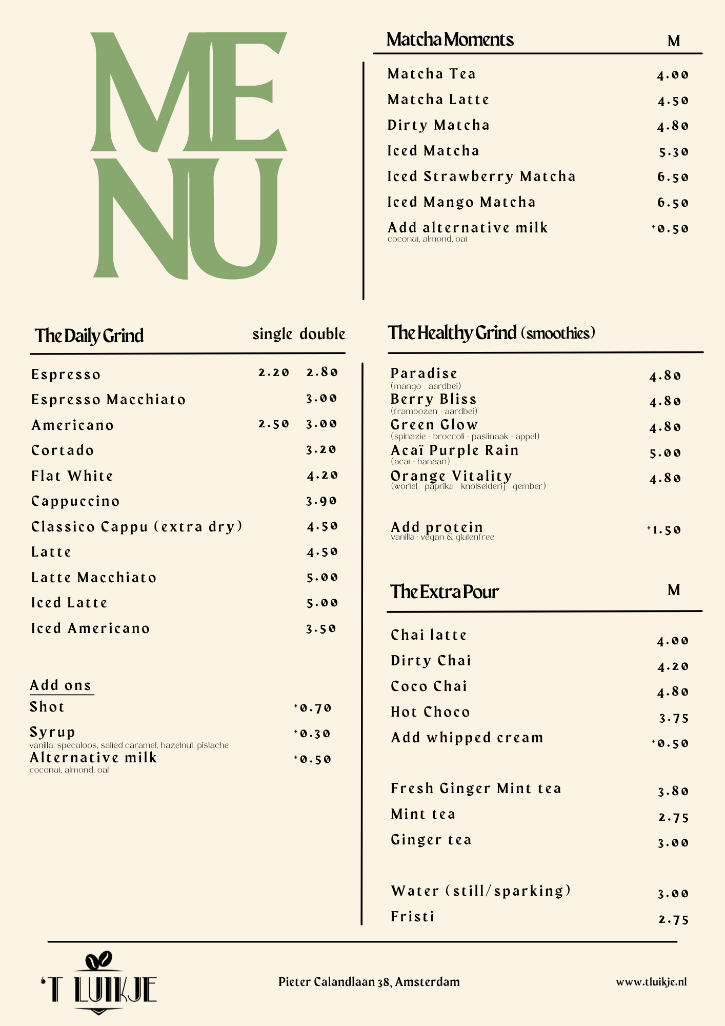 Welkom bij 't Luikje - Menu